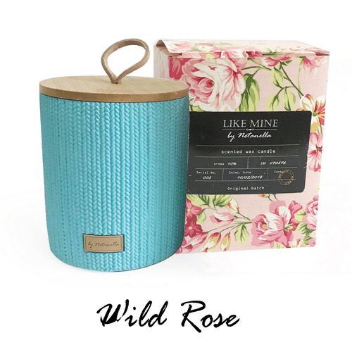 נתנאלה - נר בכלי בטון תכלת - Wild Rose